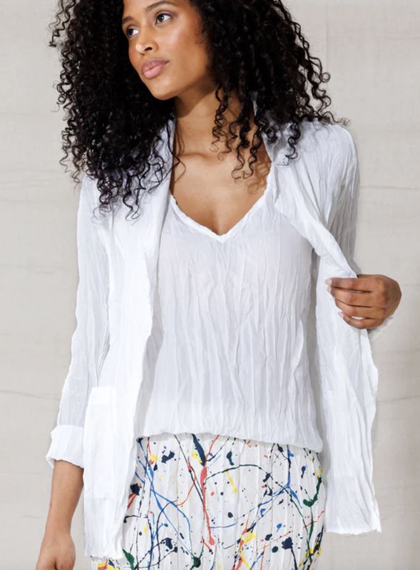 Go Silk Go Crinkle Cut Jacket in White