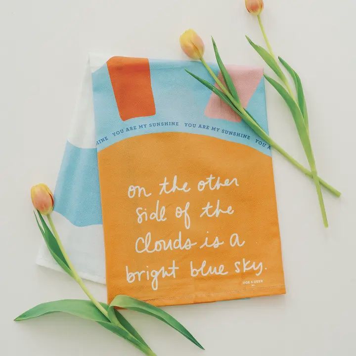 Bright Blue Sky, Colorblock Kitchen Towel
