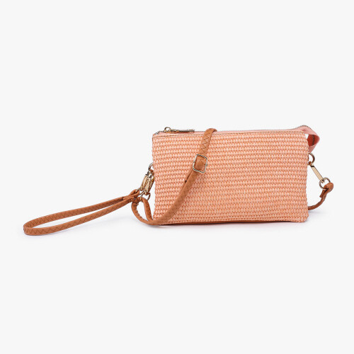RILEY CROSSBODY-STRAW CORAL