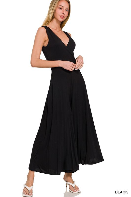 SURPLICE NECKLINE JUMPSUIT