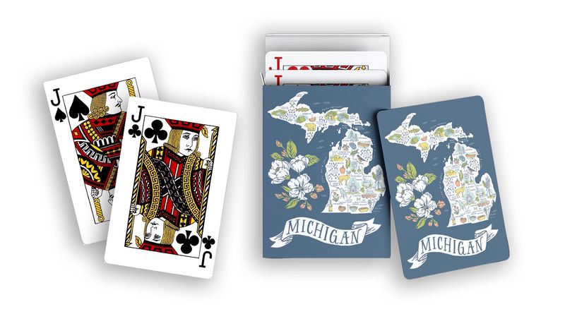 Illustrated Michigan Map Playing Cards