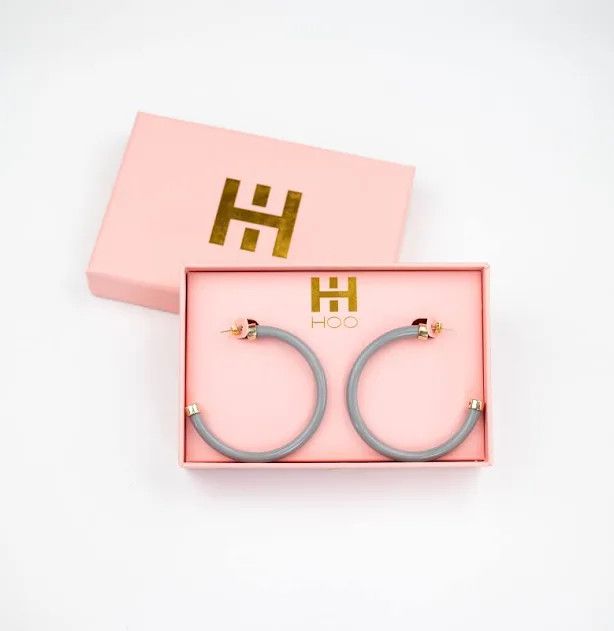 Large Hoops, Solid Gray