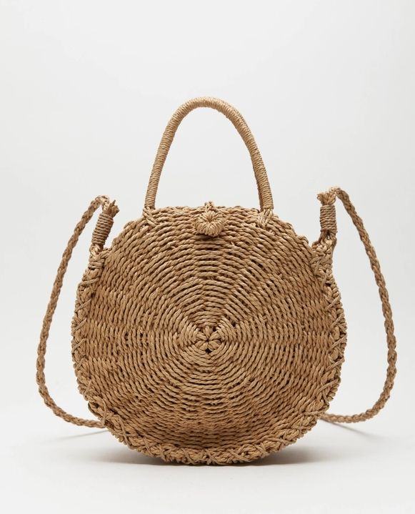 The Morgan | Rounded Rattan Woven Purse | Tan
