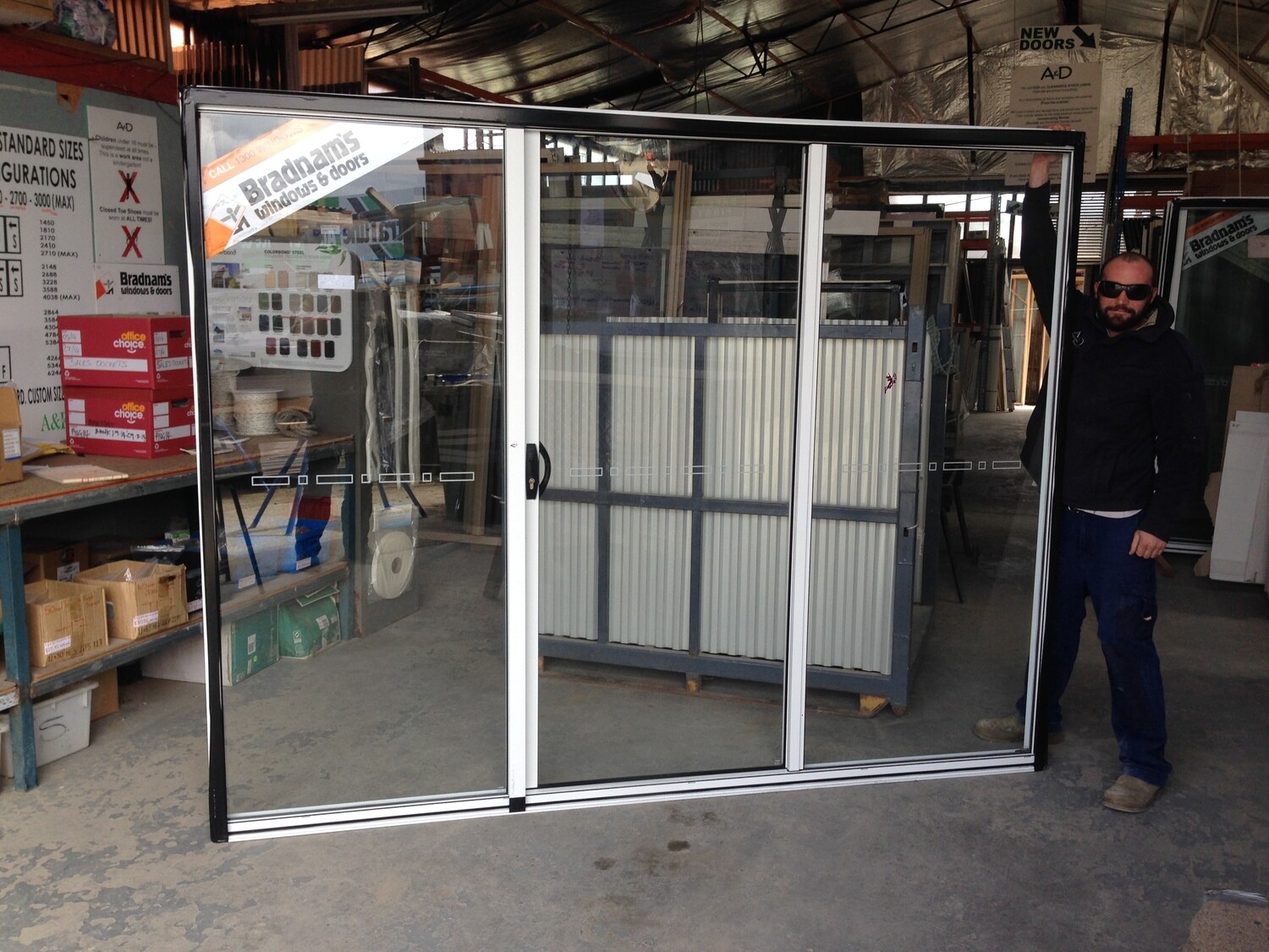 ORDER IN 2136D 2100H X 3588W DG FACTORY FSF SLIDING DOOR DOUBLE GLAZED (C)