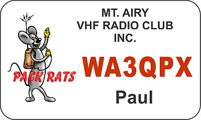 PackRats - Mt. Airy VHF Radio Club - PA Name Badge