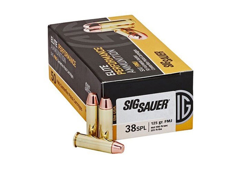 SIG SAUER .38 SPL, 125GR FMJ, 50RD/BX, E38SB1-50