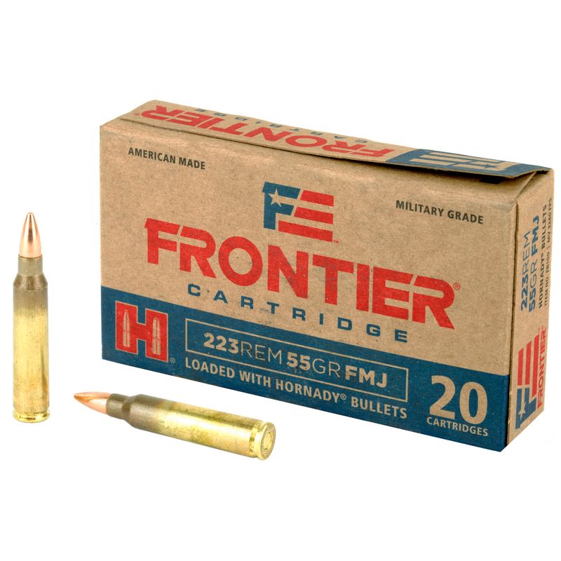 FRONTIER .223, 55GR FMJ w/Hornady Projectile, 20RD/BX, FR100