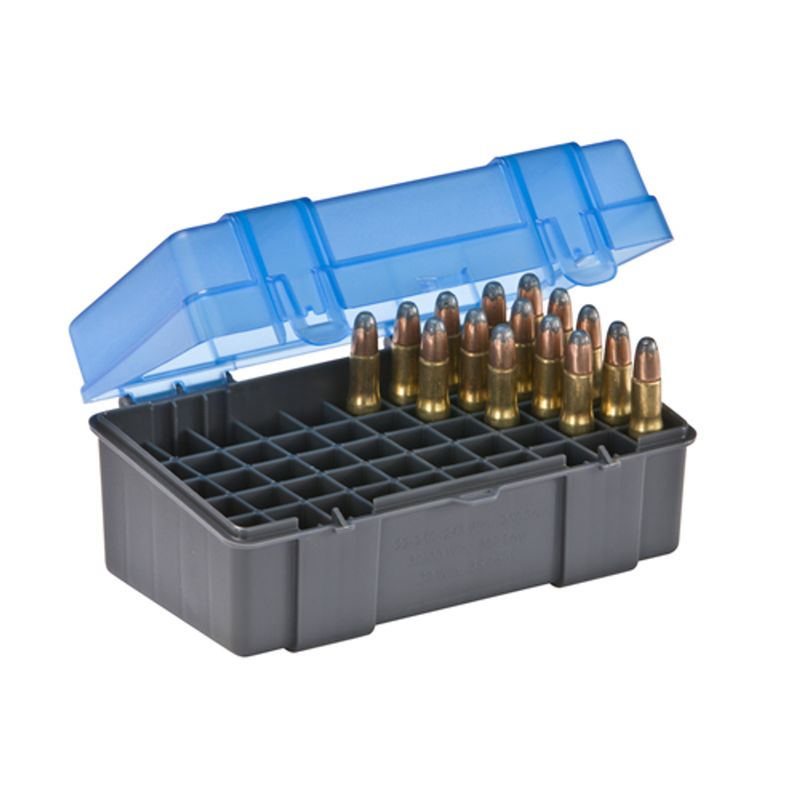 Plano Ammo Box 50 Rounds Small Rifle Polymer Flip Top Blue ...