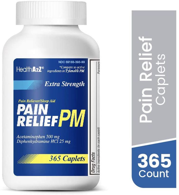 HealthA2Z Extra Strength Pain Relief PM (365 Caplets) – Night-Time Pain ...