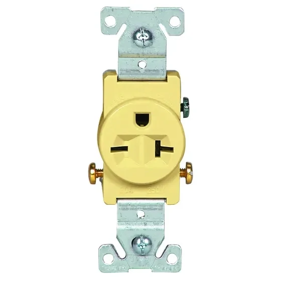 Eaton 1876V Ivory Single Commercial Receptacle, 250V