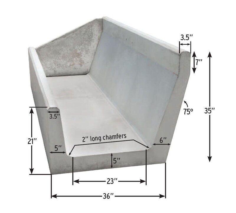 Fenceline Concrete J-Bunk Feeder w/Right End, 8Ft