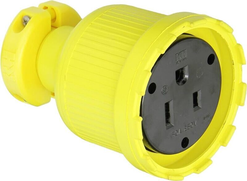 NEMA 6-50C Yellow Rubber Flip Seal Connector w/2-Blades, 1-Pin, 50A ...