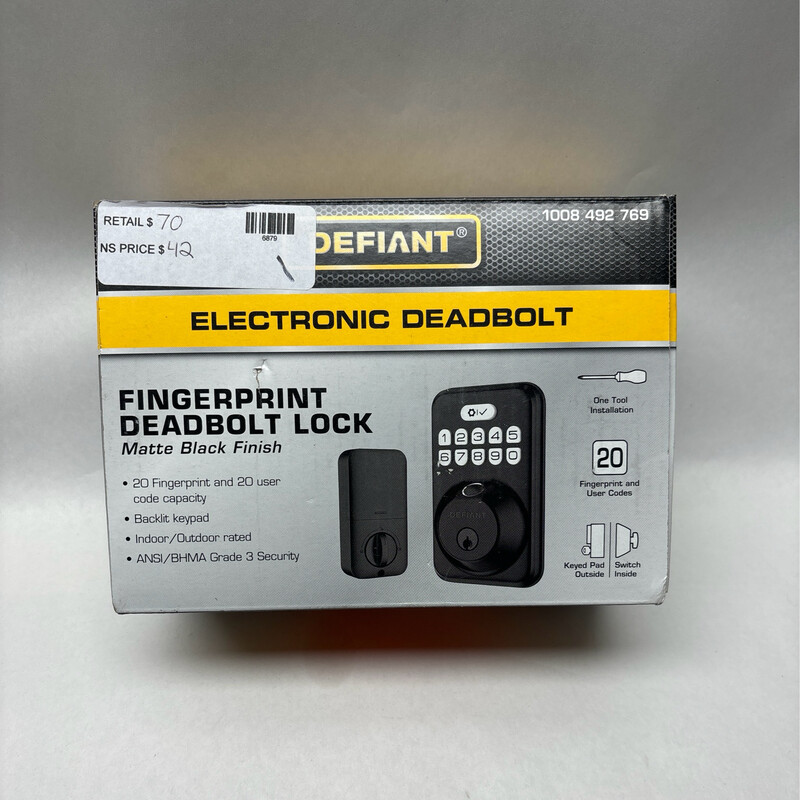 Defiant Single Cylinder Square Electronic Deadbolt Matte Black with ...