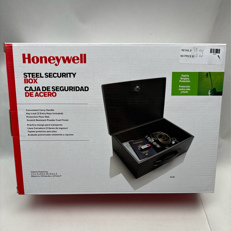 Honeywell 0.18 cu. ft. Fire Resistant Steel Security Box with Key Lock 6014