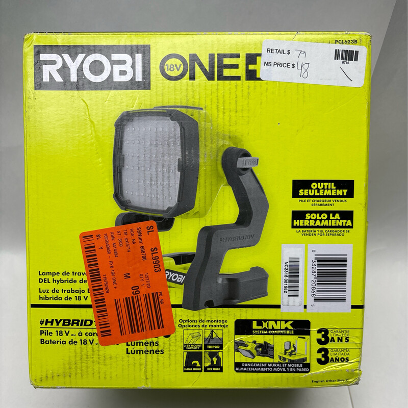Ryobi ONE+ 18V Hybrid LED Work Light (Tool Only) PCL633B