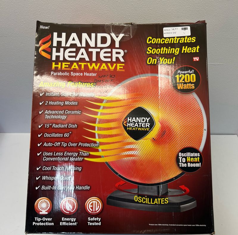 Handy Heater Heatwave 1200-Watt Electric Oscillating Ceramic Parabolic ...