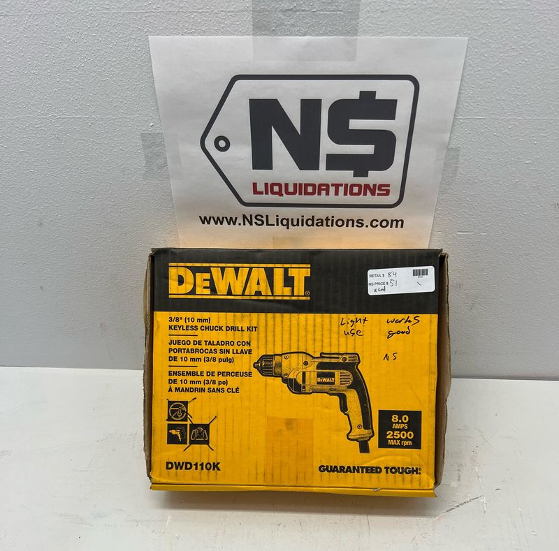 Dewalt 8 Amp Corded 3/8 in. Variable Speed Drill DWD110K