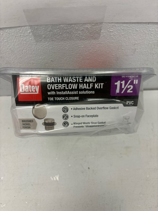 Oatey Touch Toe Sch. 40 PVC Bath Waste Half Drain Kit in Brushed Nickel ...