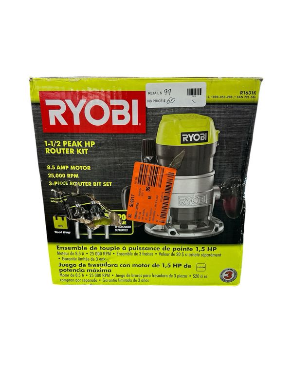 Ryobi 8.5 Amp 1-1/2 Peak HP Fixed Base Corded Router R1631K