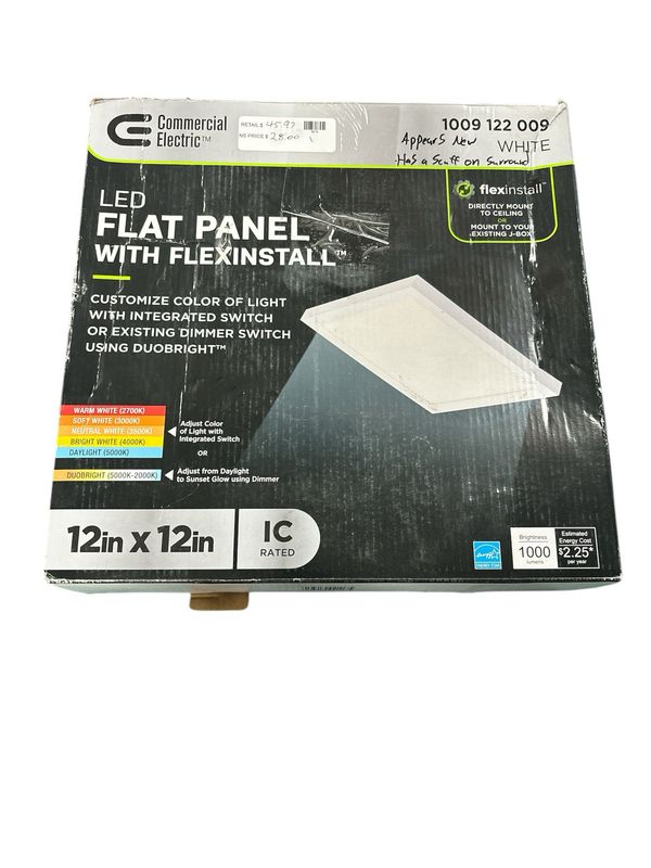 Commercial Electric Flexinstall Panel 12 in. x 12 in. White Integrated ...