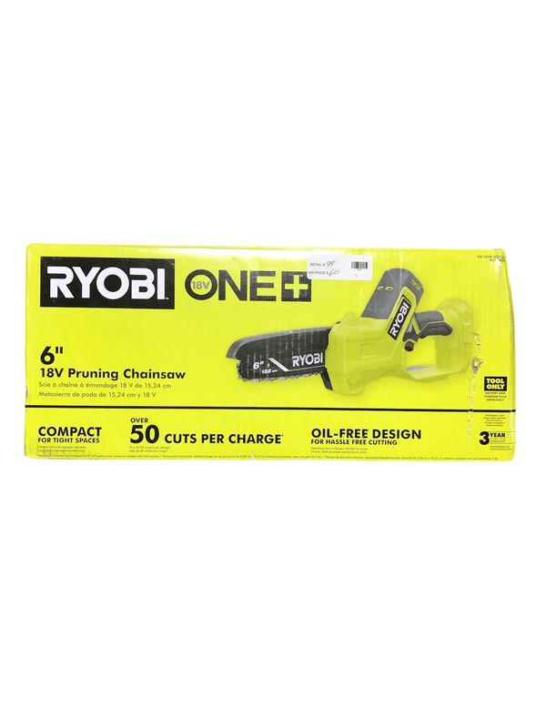Ryobi ONE+ 18V 6 in. Cordless Battery Compact Pruning Mini Chainsaw ...