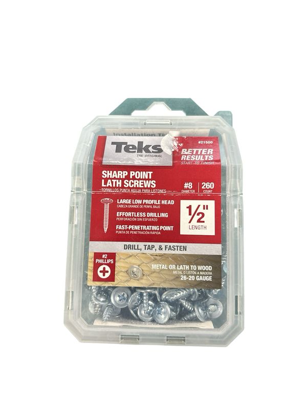 Teks 8 x 1/2 in. Phillips Truss Head Sharp Point Lath Screws (260-Pack ...