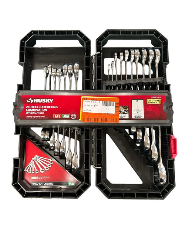 Husky 72-Tooth Ratcheting SAE/MM Combination Wrench Set (20-Piece ...