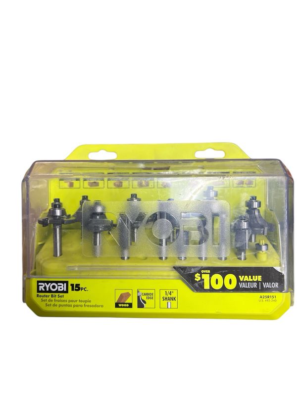 RYOBI Shank Carbide Router Bit Set (15-Piece) A25R151 Missing One