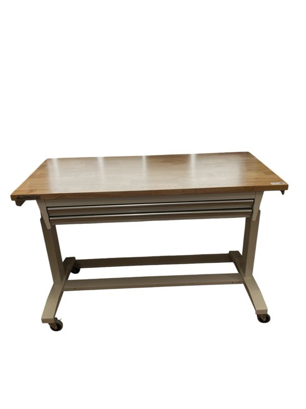 Husky 52 in. W x 24 in. D 2-Drawer Adjustable Height White Workbench ...