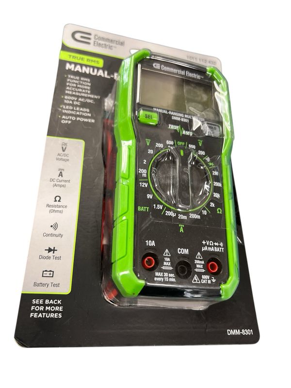 Commercial Electric 600-Volt True RMS Manual-Ranging Digital Multimeter ...
