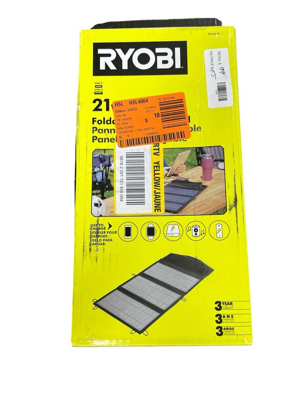 RYOBI 21-Watt Foldable Solar Panel RYI20SP Light Use