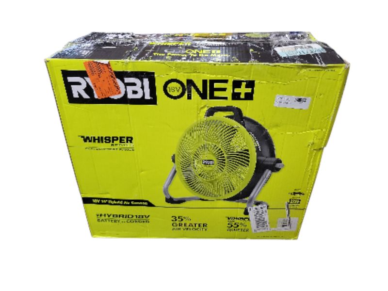 RYOBI ONE+ 18V Cordless Hybrid WHISPER SERIES 14 in. Air Cannon Fan ...