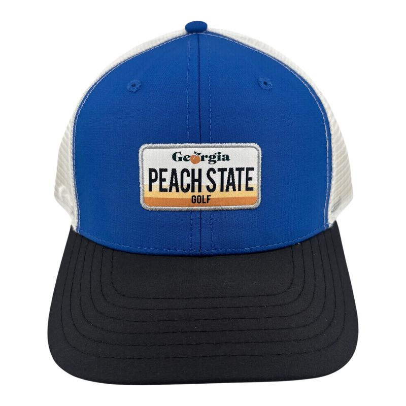 PEACH STATE GOLF LICENSE PLATE TRUCKER ROYAL/BLACK/WHITE