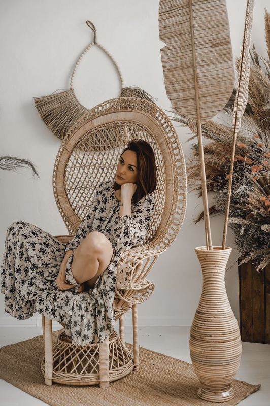 Tall Rattan Floor Vase 30