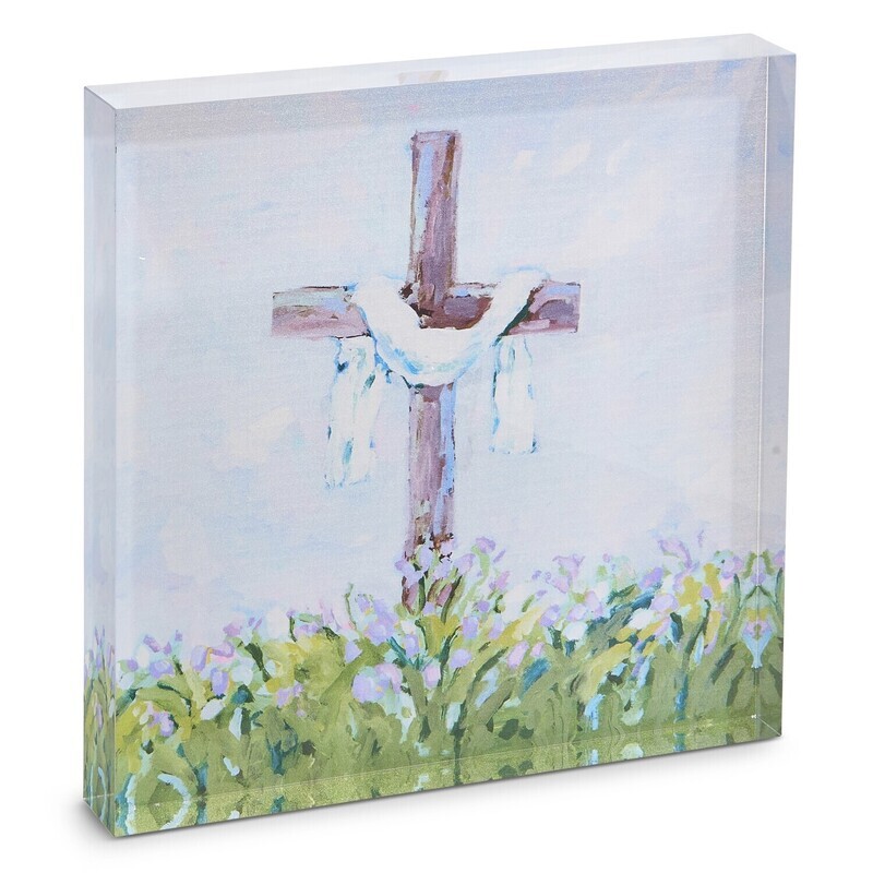 8" Easter Cross Acrylic Block