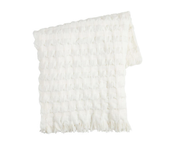White Woven Waffle Throw