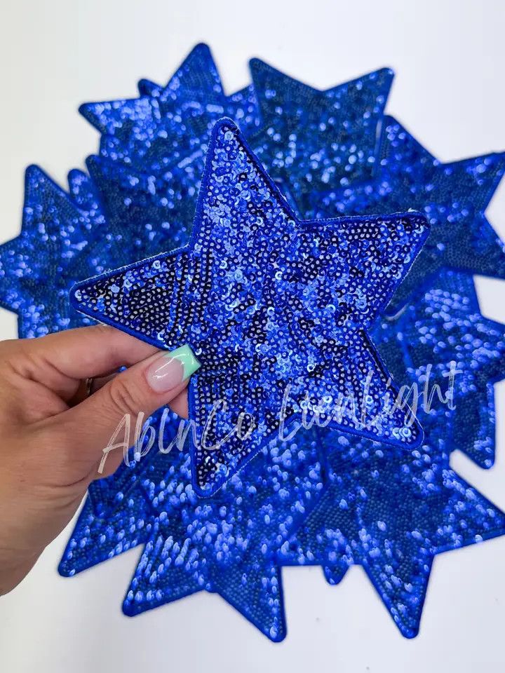 5" Blue Sequin Star Patch