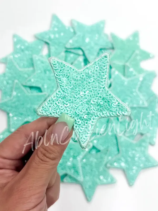 Turquoise Star Sequin Patch