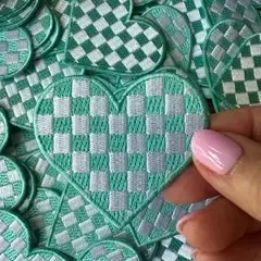 Checkered Heart-Turquoise Patch