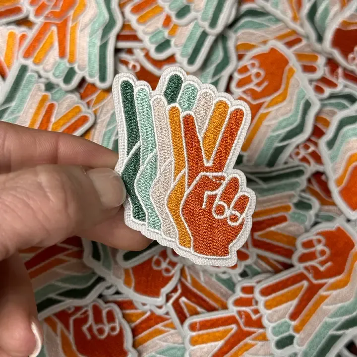Hand Peace Sign Colorful Patch