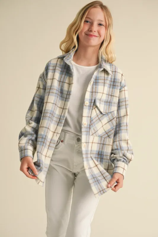 Girls Plaid Shacket