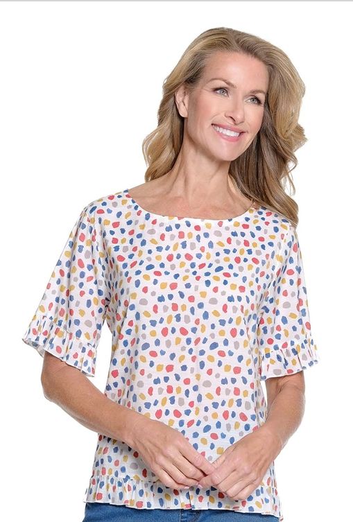 Multi Ruffle Button Back Top