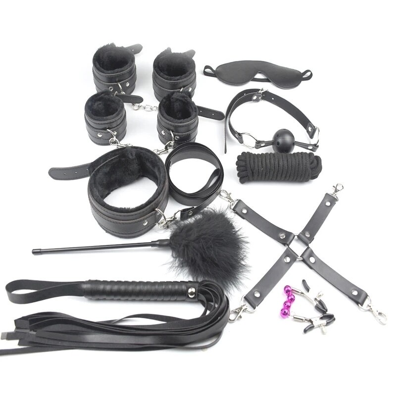 10pcs Sm Bondage Roleplay Sex Kit Black Moodtime