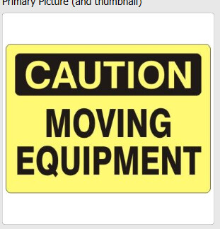 Caution Moving Equipment Sign