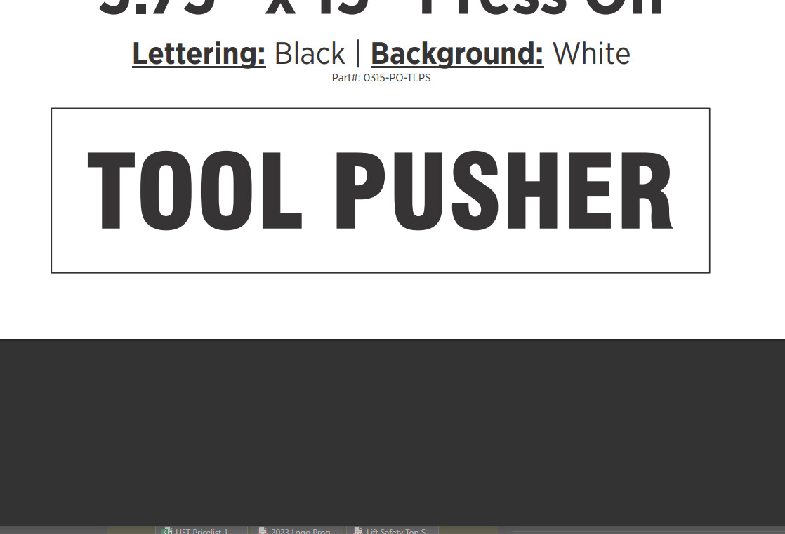 Tool Pusher Decal