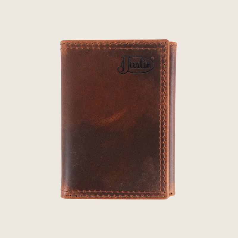 Justin Brown Oiled Leather Trifold Wallet