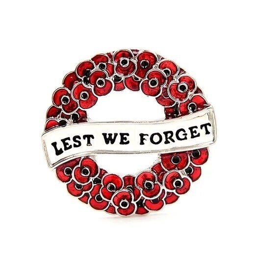 ANZAC Pin - Poppy wreath (Silver)