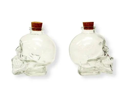 SML GLASS SKULL BOTTLE 180ML