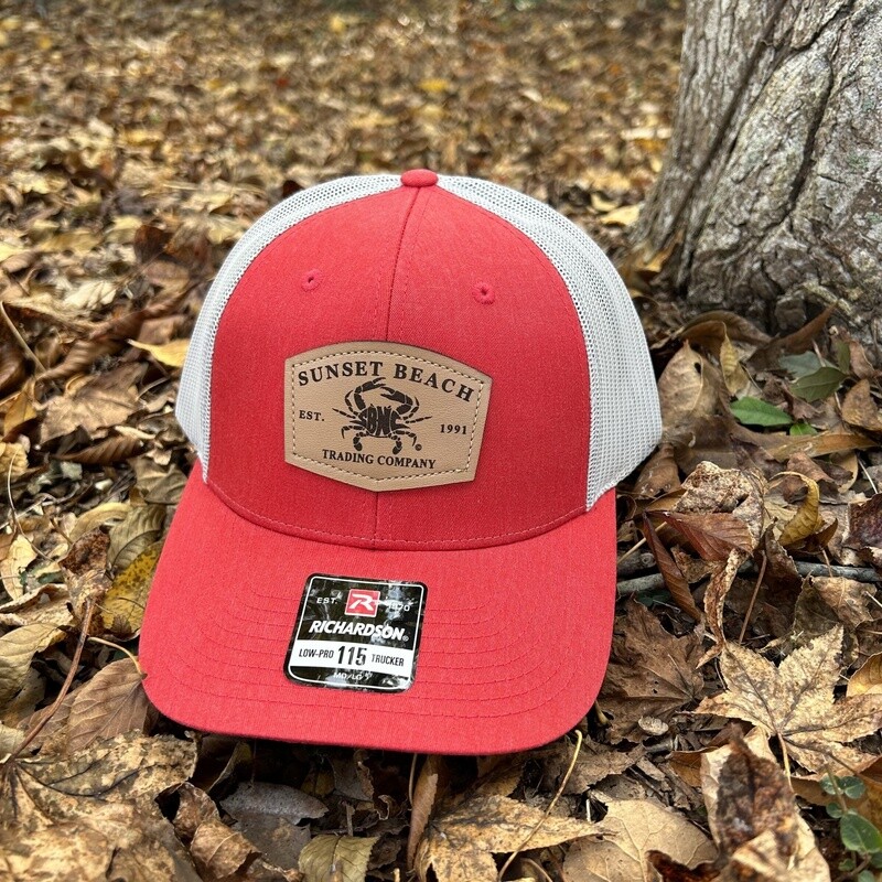 SBNC CRAB BADGE LEATHER PATCH CAP HTHRED/LTGRAY