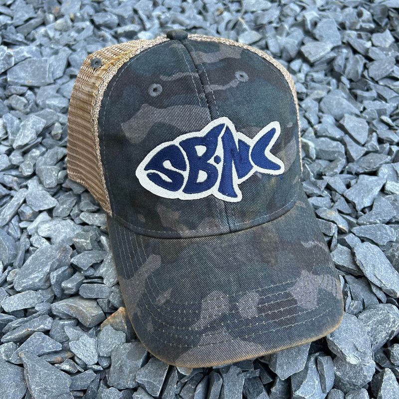 SBNC FISH OFA TRUCKER CAP NAVY CAMO